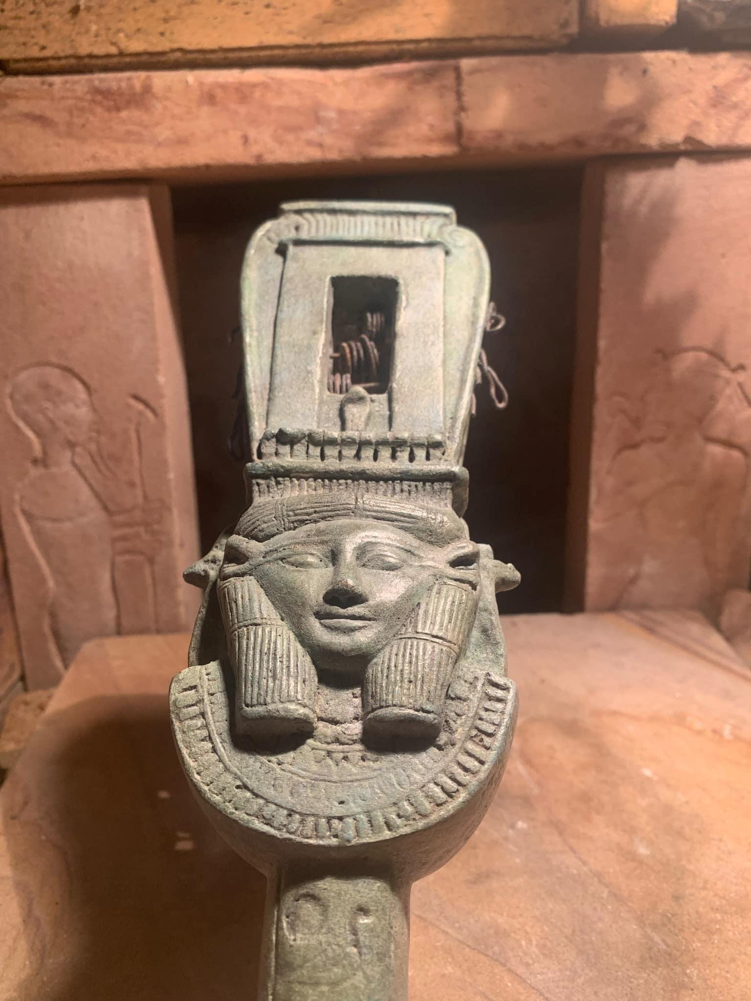 Egyptian temple rattle of Hathor the goddess of love, motherhood and music
