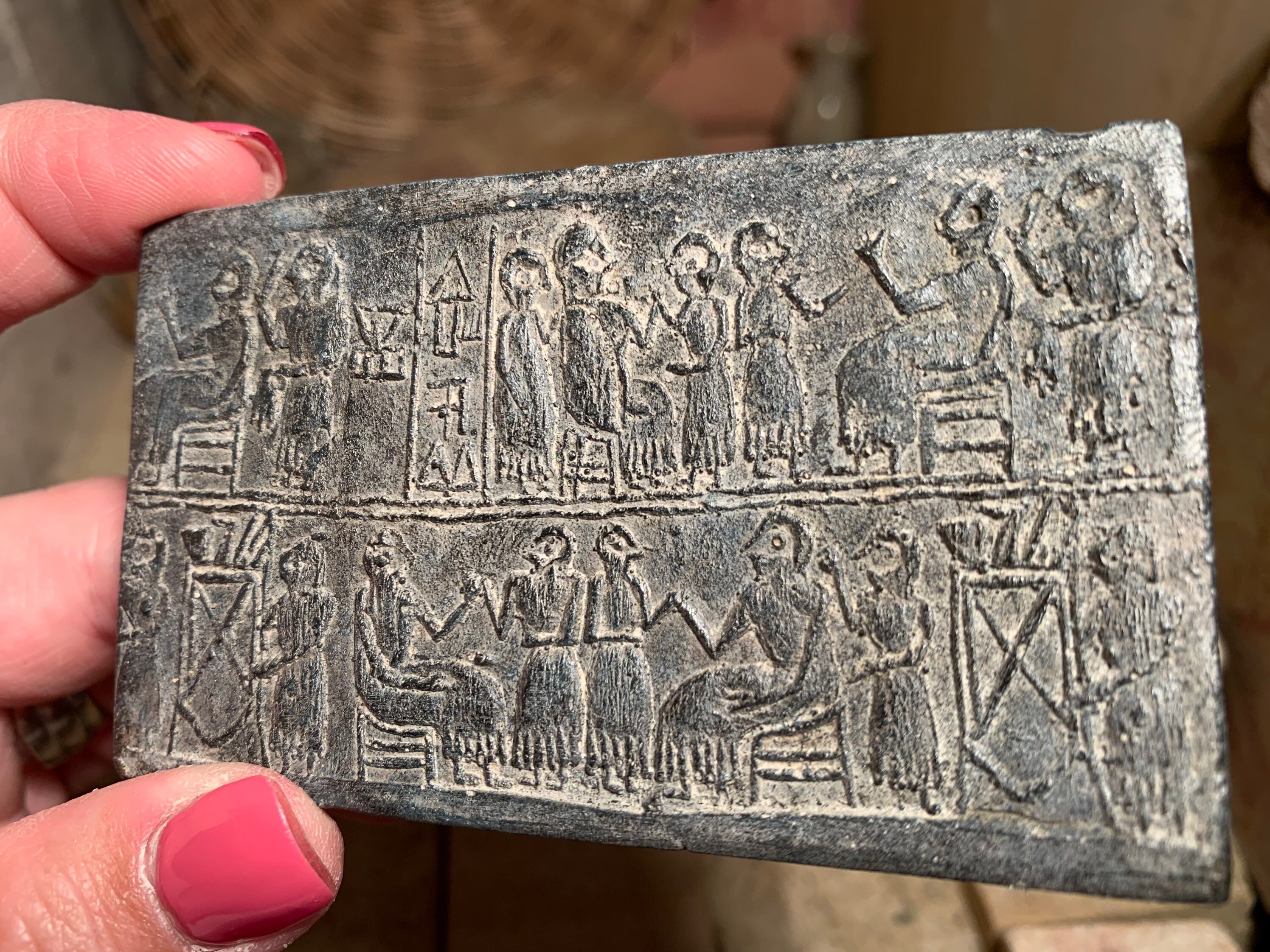 Sumerian cylinder seal replica of Queen Puabi Mesopotamian art