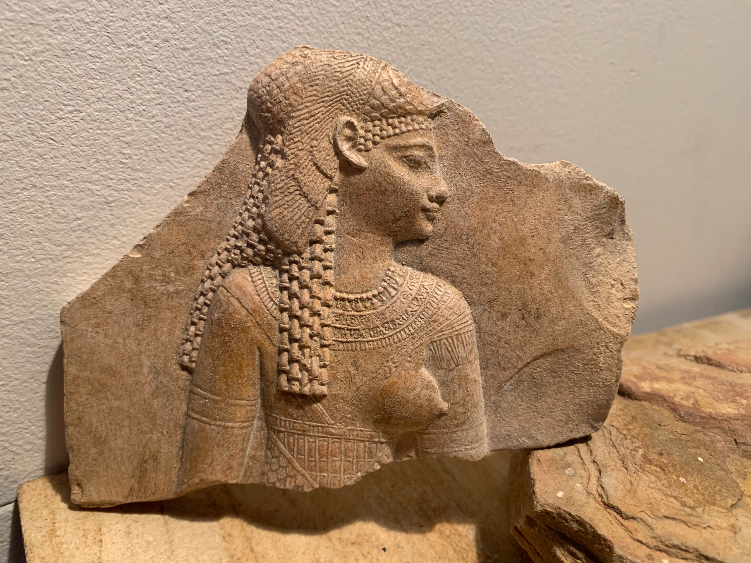 Egyptian art - Cleopatra dressed as the Goddess Isis - Relief sculpture ...