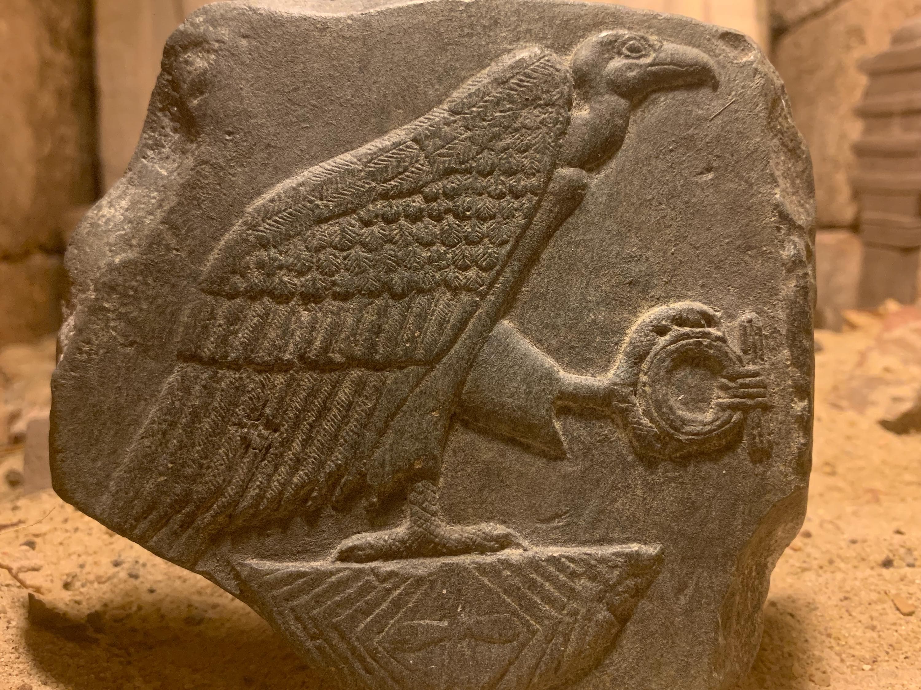 Egyptian art / sculpture relief of Nekhbet - Vulture goddess - Hierolglyph