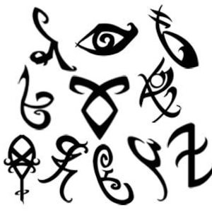 Set of 11 Mortal Instruments Runes Transfer Decal Tattoos. Rune ...
