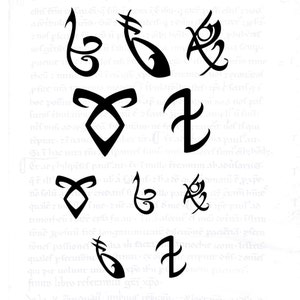 Set of 10 Mortal Instruments Runes Transfer Decal Tattoos. Rune ...