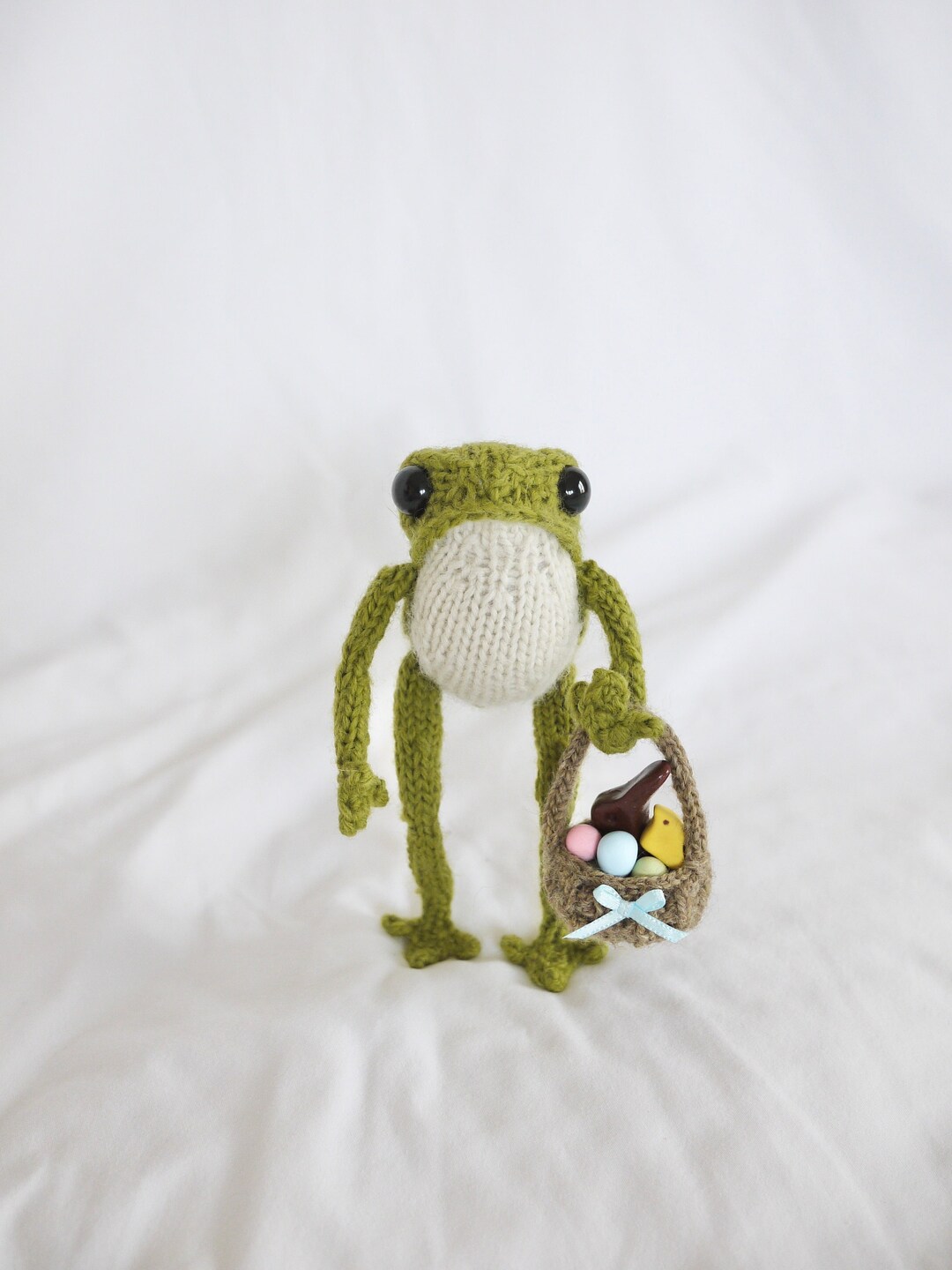 Easter Basket for Knit Frog Miniature Knit Easter Basket Miniature Clay ...
