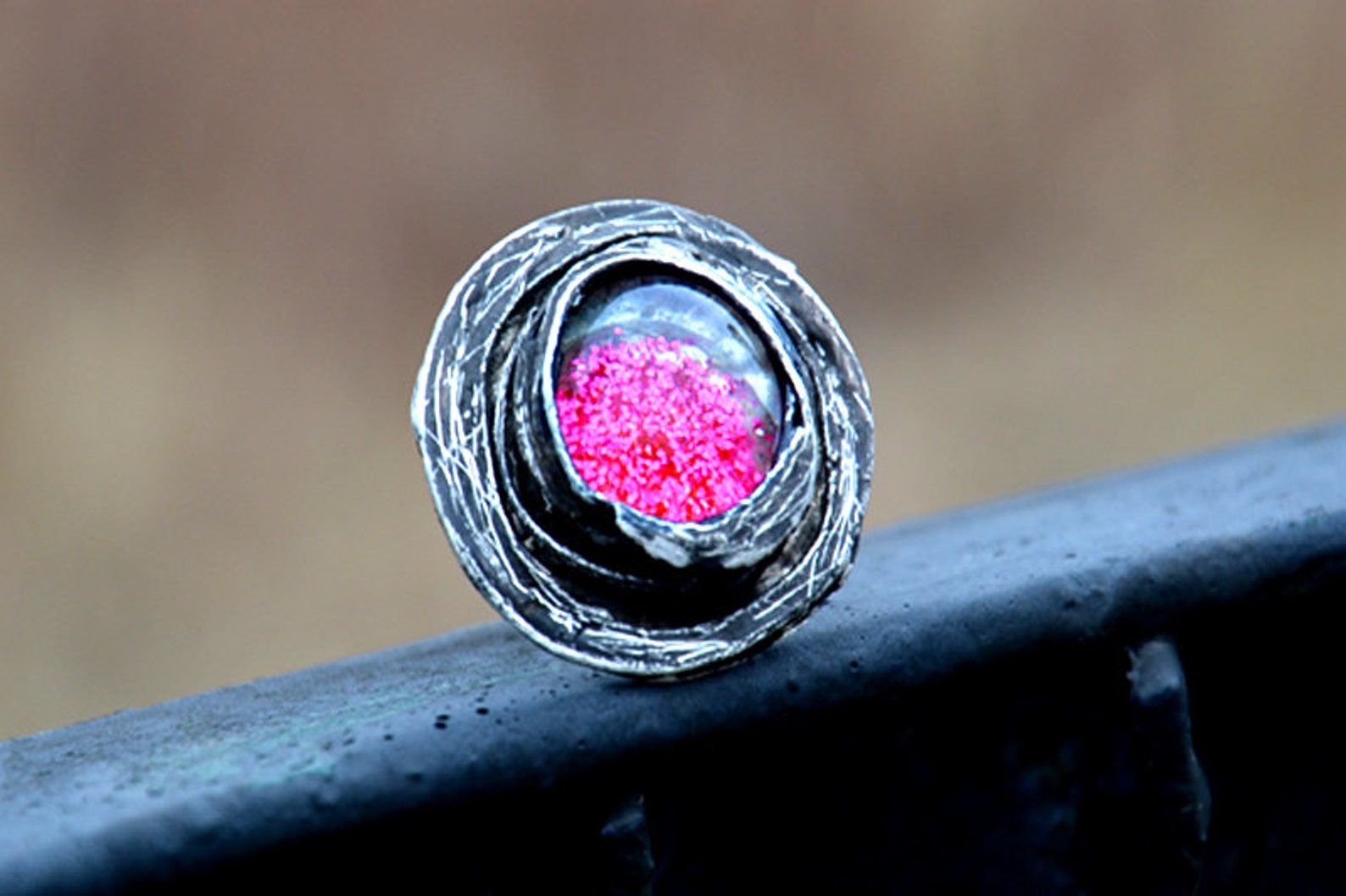 Dazzling FUCHSIA Statement Ring Rich Shiny Ring Rustic Ring - Etsy
