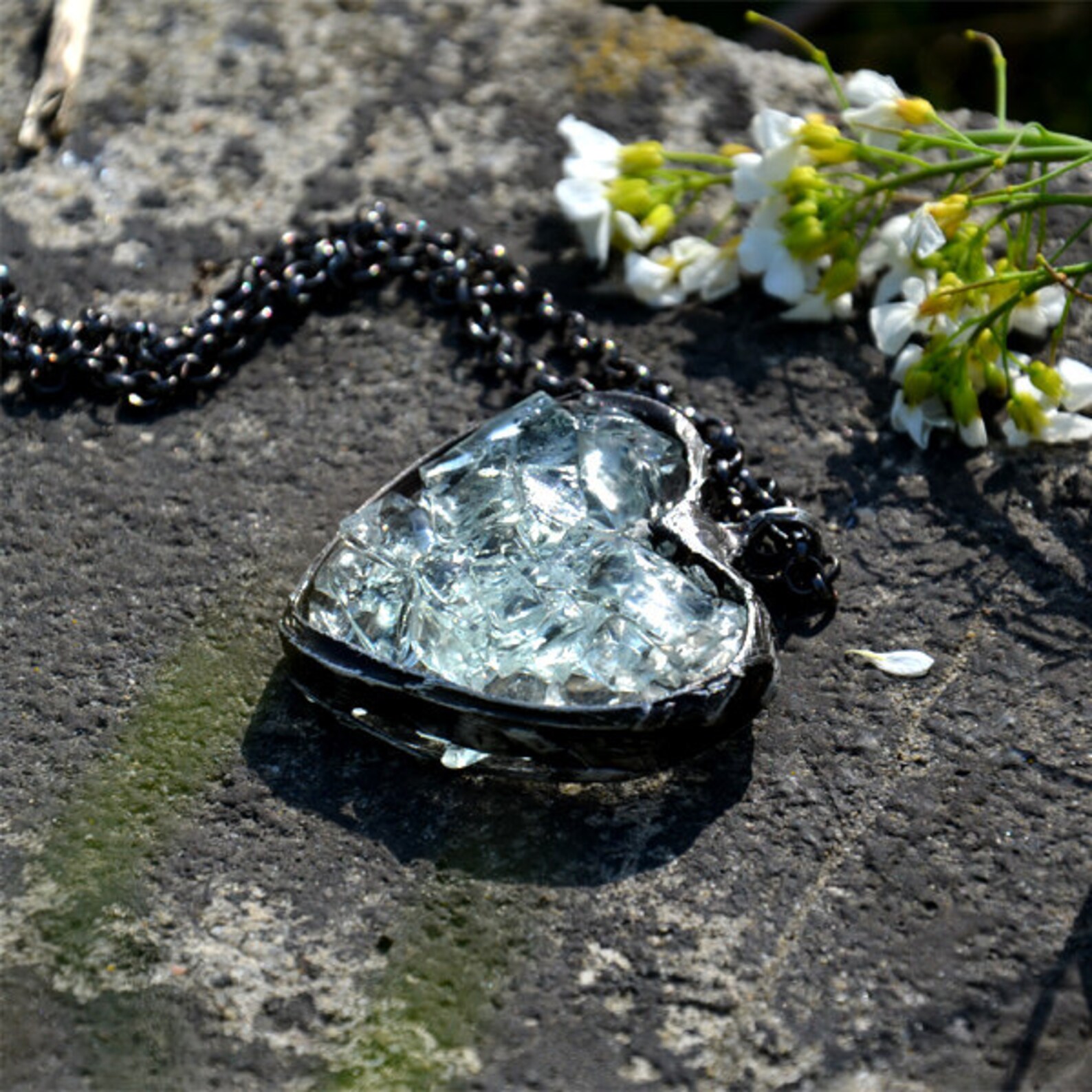 CRYSTAL HEART Romantic Necklace Heart Pendant Statement - Etsy