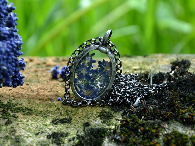 LAVENDER terrarium pendant drop locket nature necklace | Etsy