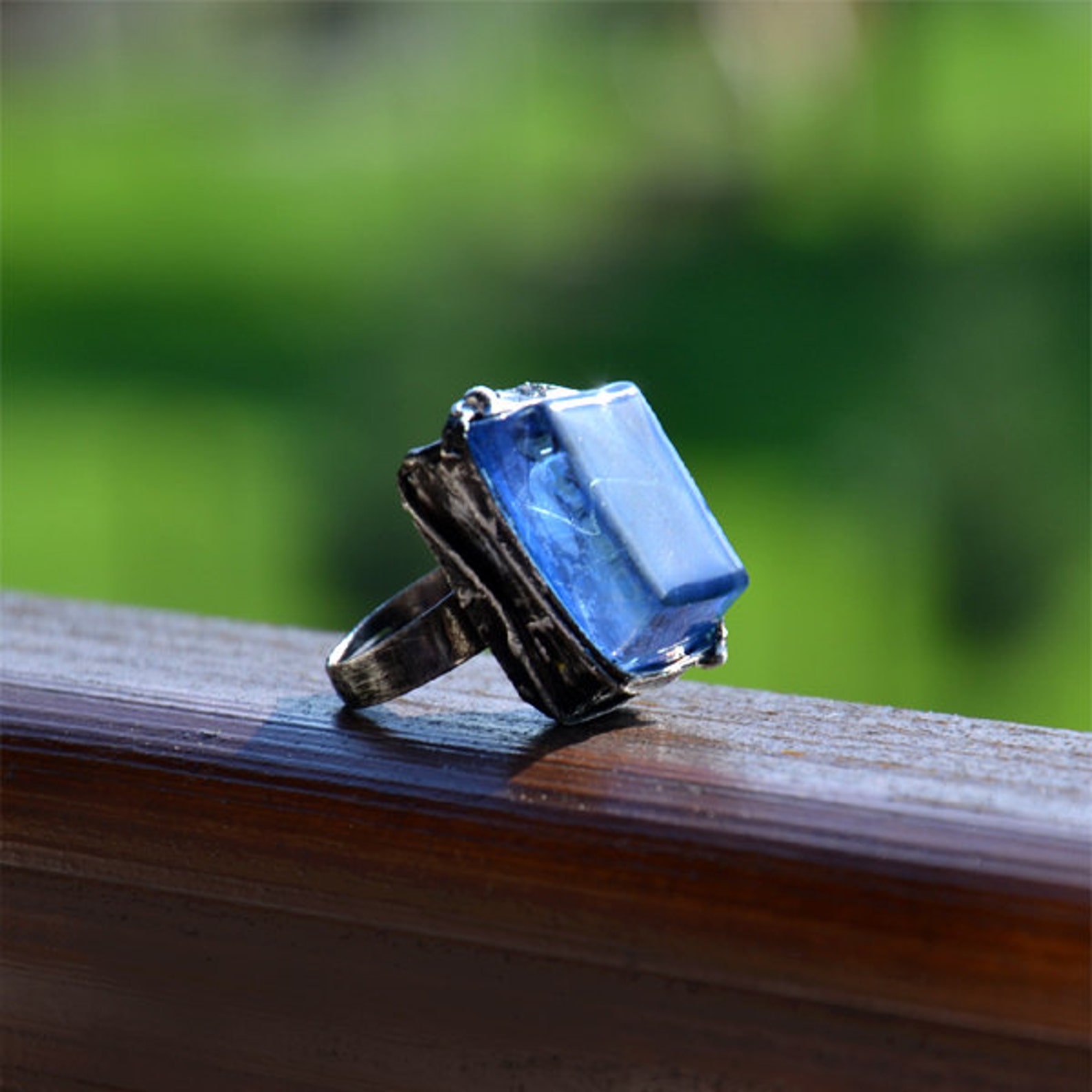 GLASS CUBE, Ice Crystal Ring, Minimalist Statement Ring, Adjustable ...