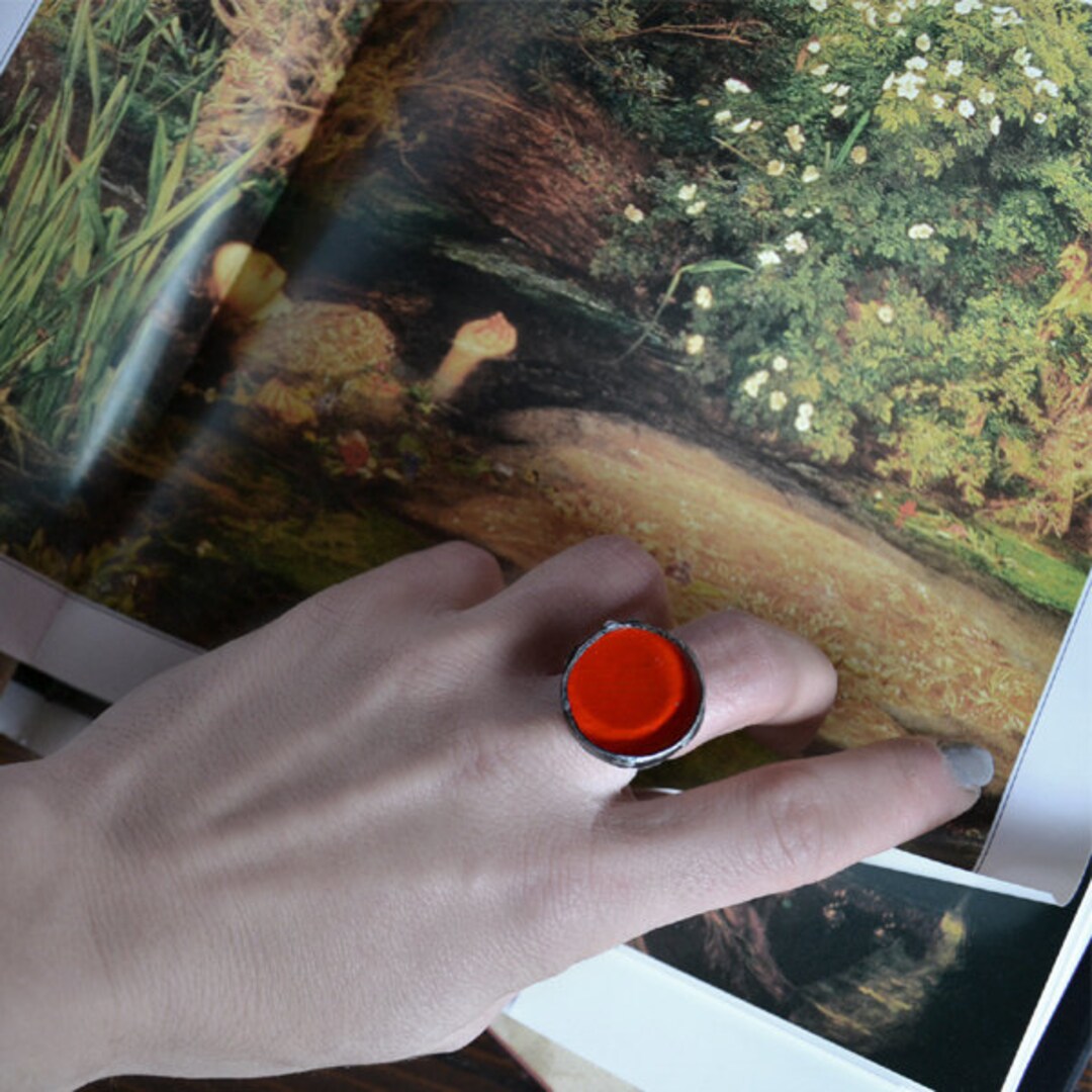 Statement Ring, SIMPLE RED, Retro Ring, Large Red Ring, Adjustable Ring ...