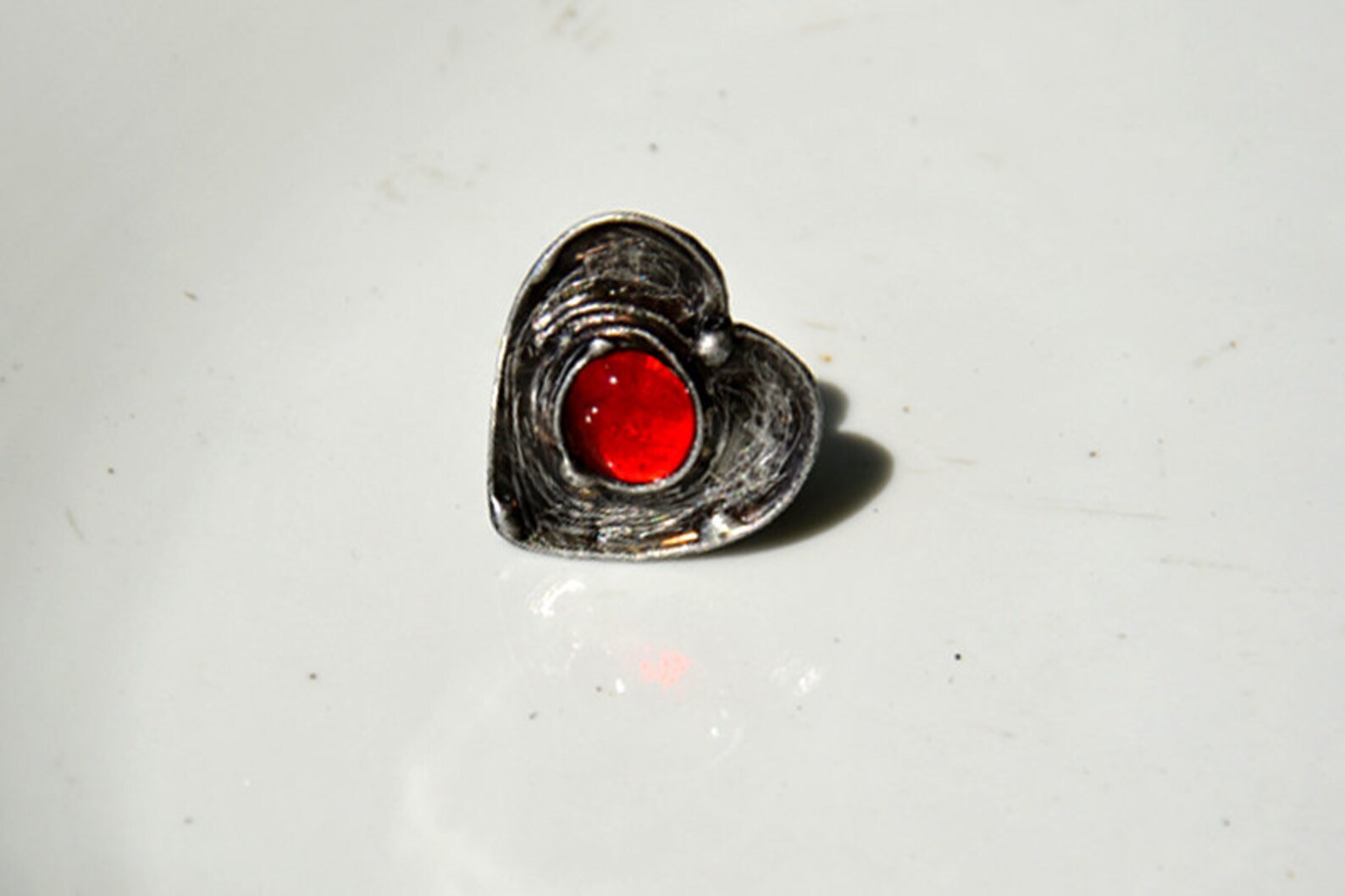 LOVE Ring, RED Heart, Statement Big Ring, Raw, Aged Silver, Stylish ...