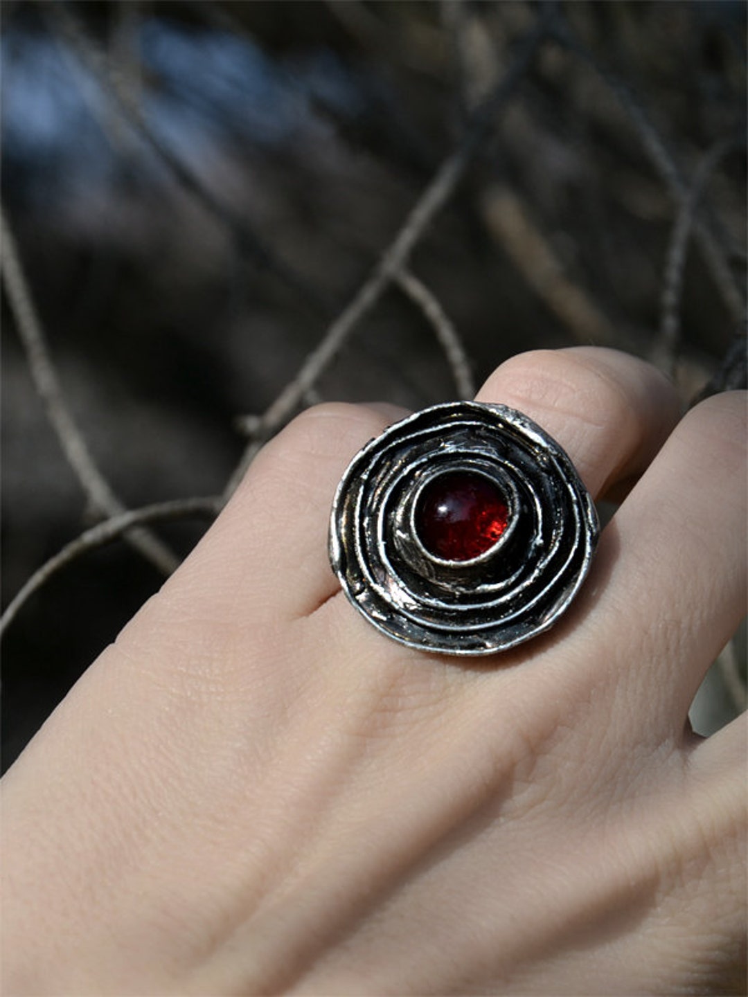 Drop of RED WINE Reto Ring Nostalgic Ring Statement Ring - Etsy