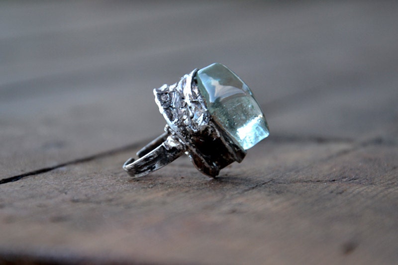 Glass Cubes, Ice Crystal Ring, Minimalist Statement Ring, Adjustable ...