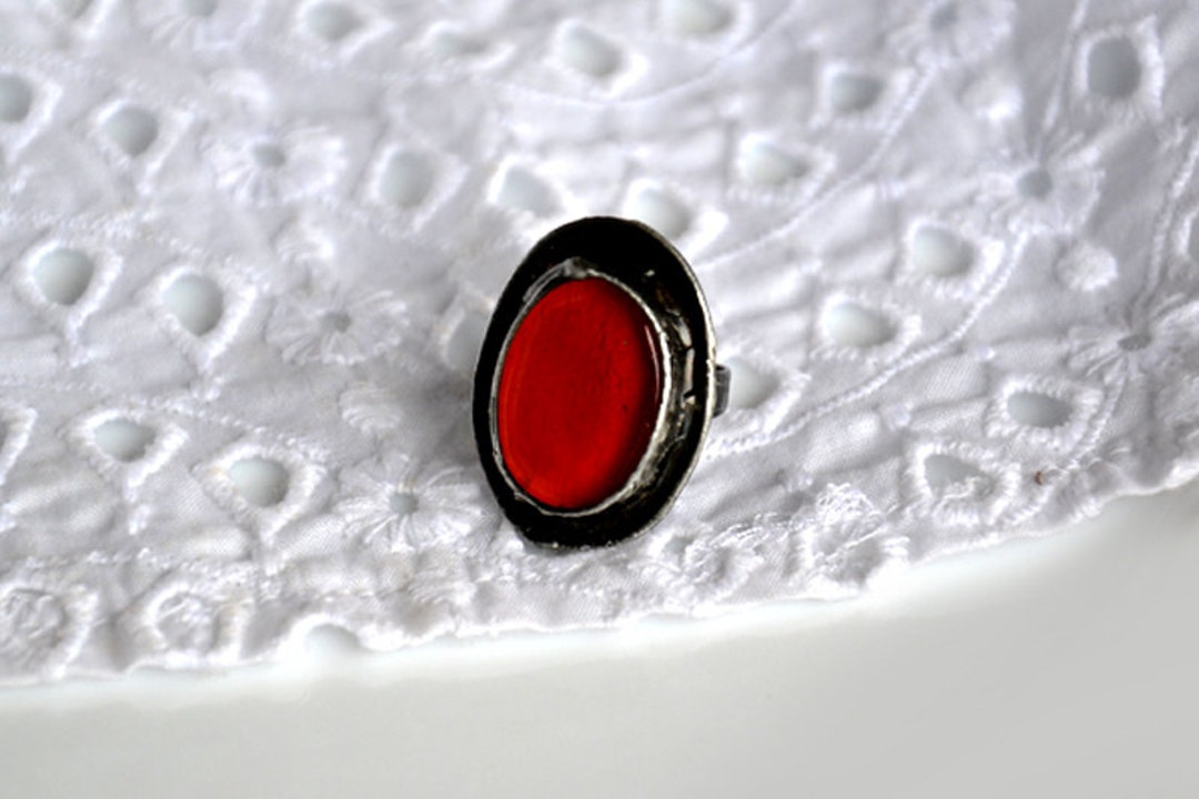 SIMPLE RED, Statement Ring, Nostalgic, Retro Ring, Adjustable Ring ...