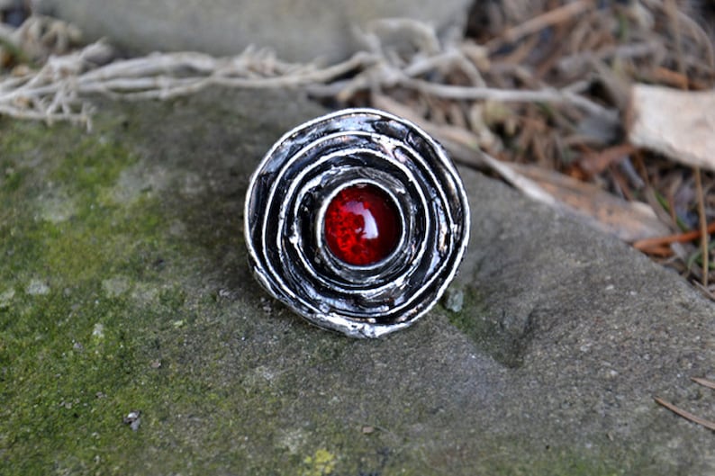 Drop of RED WINE Reto Ring Nostalgic Ring Statement Ring - Etsy