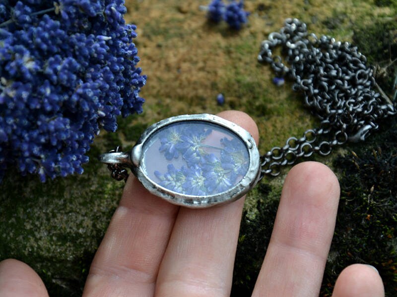 LAVENDER terrarium pendant drop locket nature necklace | Etsy