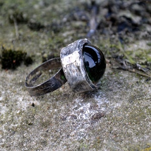 GREEN EYE Ring, Deep Green Simple Ring, Rustic Ring, Nostalgic Jewelry ...