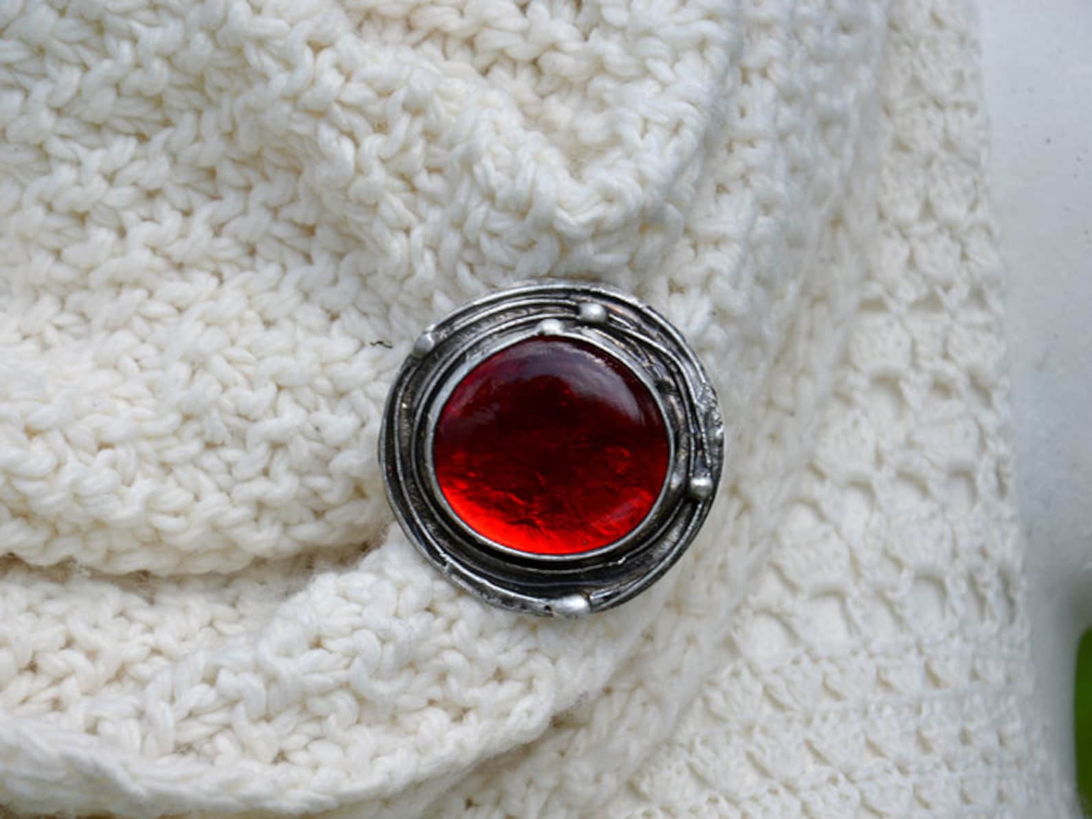 Ornamental Brooch Elegant Red Decorative Brooch for a - Etsy