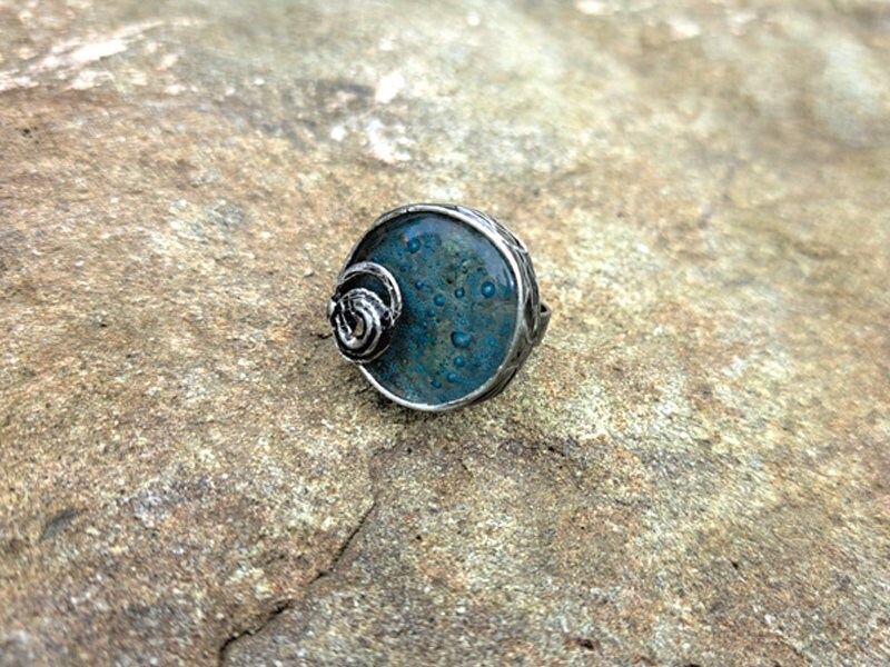 GREENISH GRAY, Romantic Ring, Ring With Glass, Statement Adjustable ...
