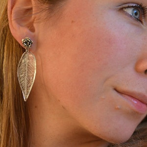 Subtle Drop Earings With Transparent, Engraved LEAVES, Statement ...