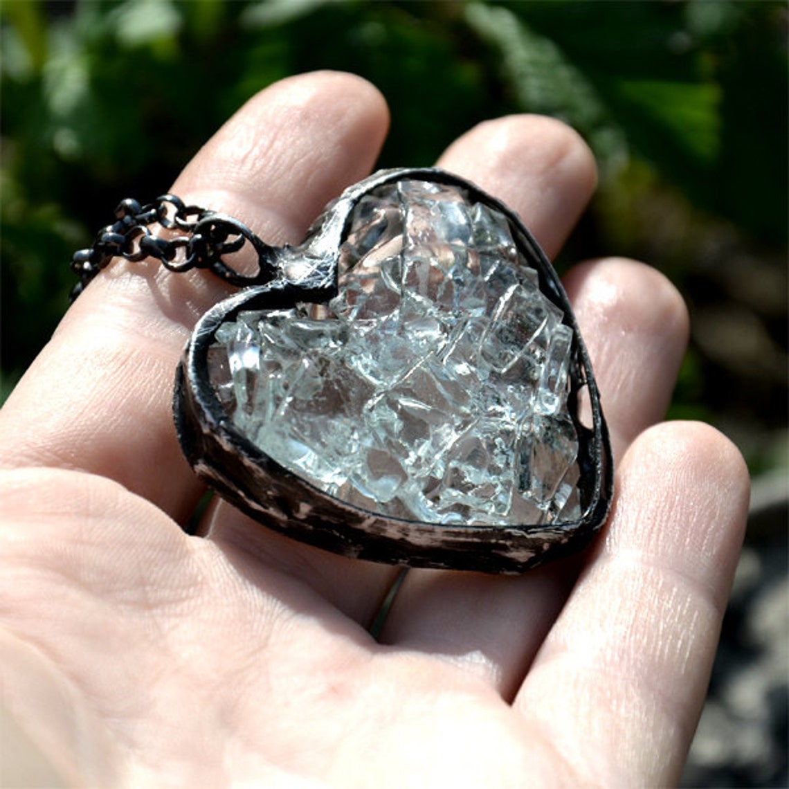 CRYSTAL HEART Romantic Necklace Heart Pendant Statement - Etsy