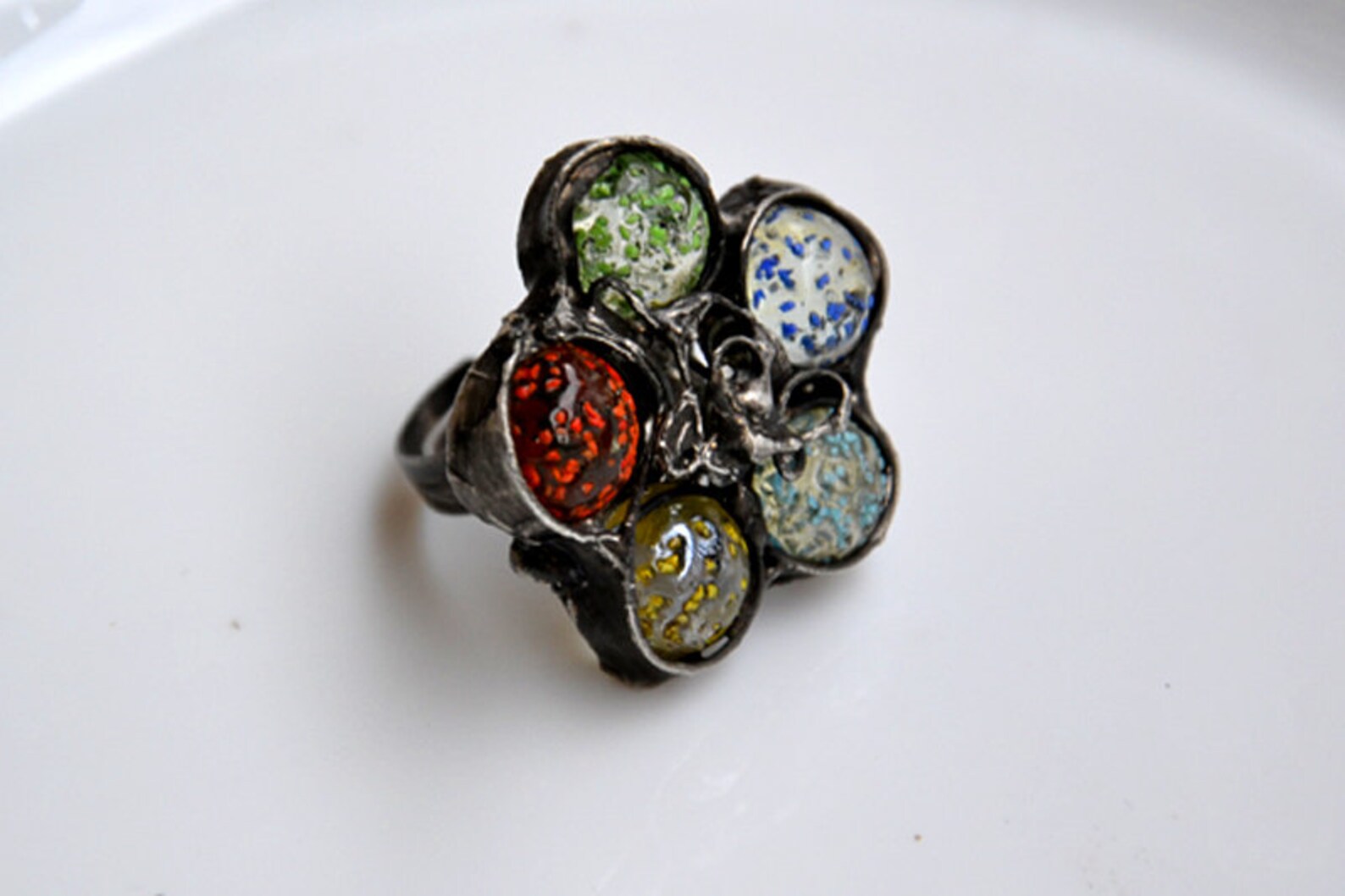 Bohemian COLORFUL Ring Big Boho Ring Optimistic Ring - Etsy