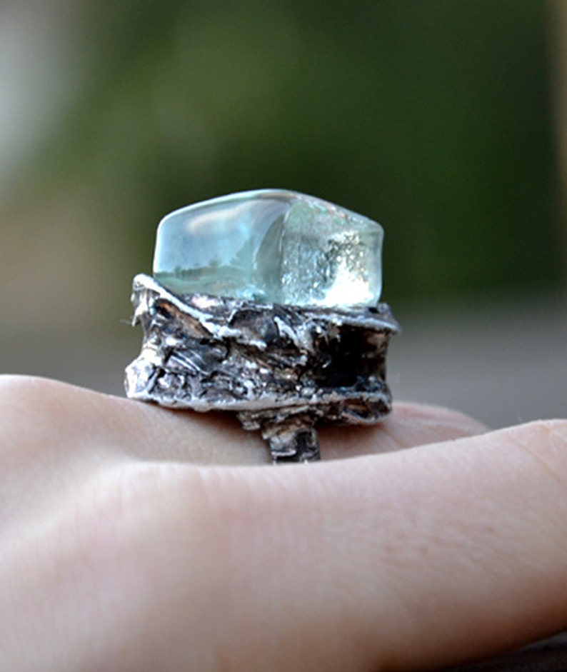 GLASS CUBE Ice Crystal Ring Minimalist Statement Ring - Etsy