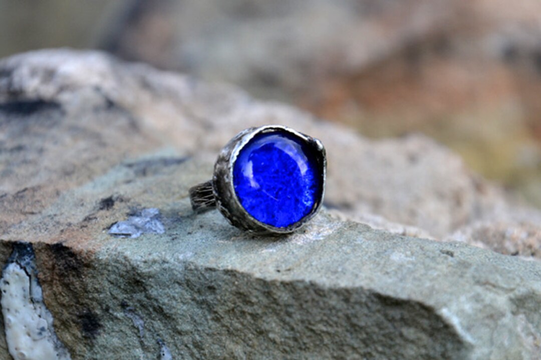 NAVY BLUE Ring, Statement Ring, Adjustable Ring, Sapphire, Rustic Ring ...