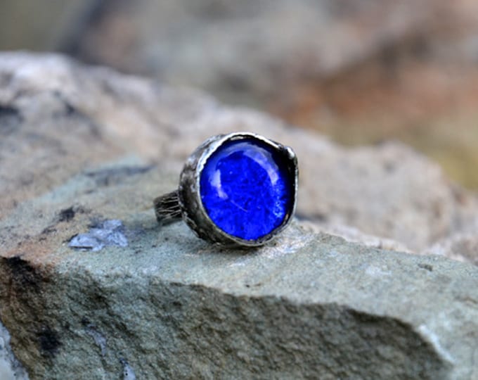 NAVY BLUE Ring, Statement Ring, Adjustable Ring, Sapphire, Rustic Ring ...