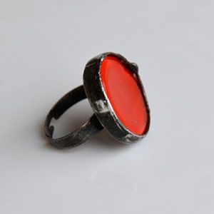 Statement Ring, SIMPLE RED, Retro Ring, Large Red Ring, Adjustable Ring ...