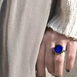 NAVY BLUE Ring, Statement Ring, Adjustable Ring, Sapphire, Rustic Ring ...
