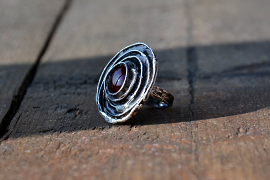Drop of RED WINE Reto Ring Nostalgic Ring Statement Ring - Etsy