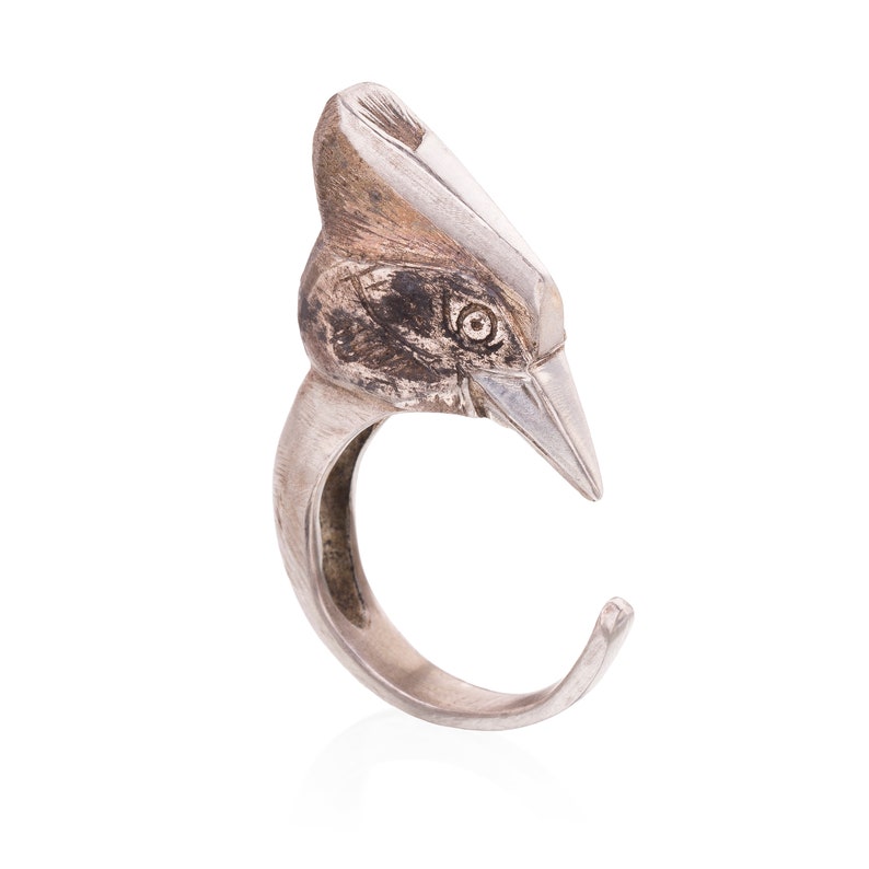 Silver Woodpecker Ring - Bird Ring, Animal Ring, Statement Ring, Bird ...