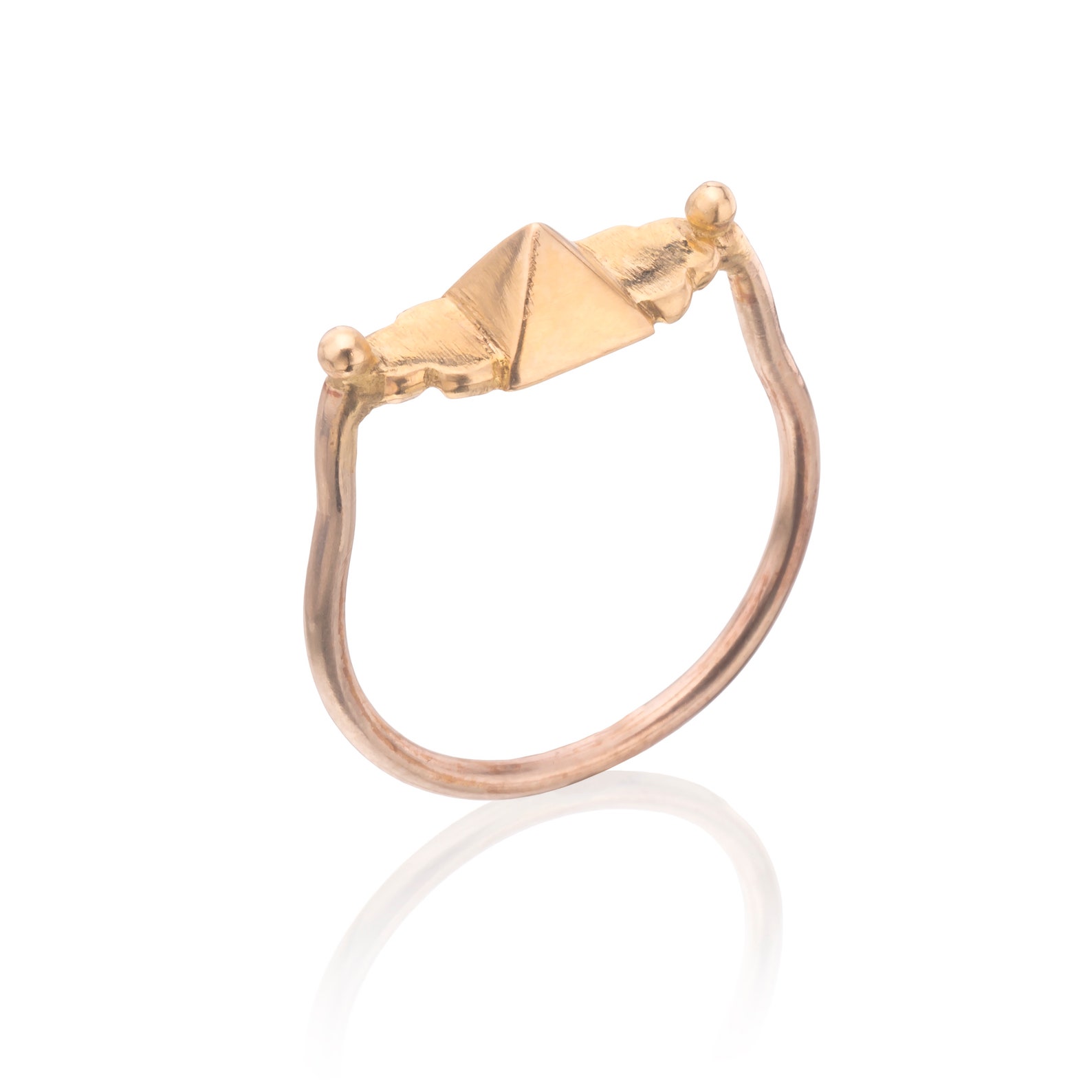 Gold Pyramid Ring - Egyptian Ring, Tribal Ring, Handmade Jewelry ...