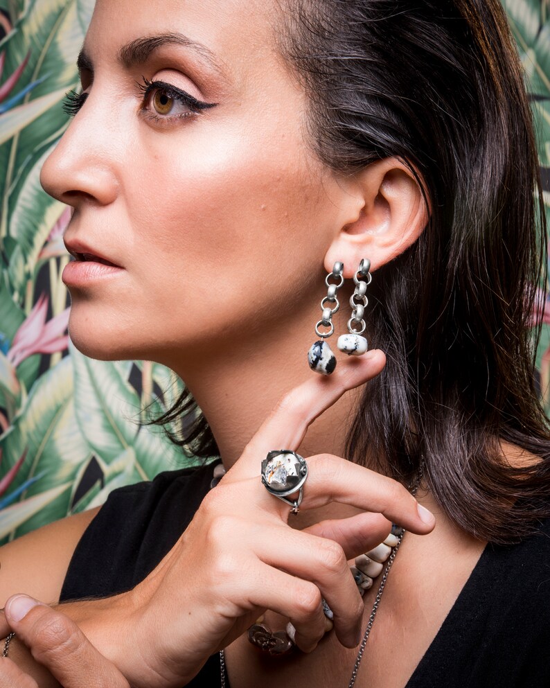 Bear Trap Ring W/ Astrophyllite Stone - Sterling Silver, Crystal ...