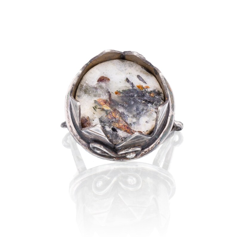 Bear Trap Ring W/ Astrophyllite Stone - Sterling Silver, Crystal ...