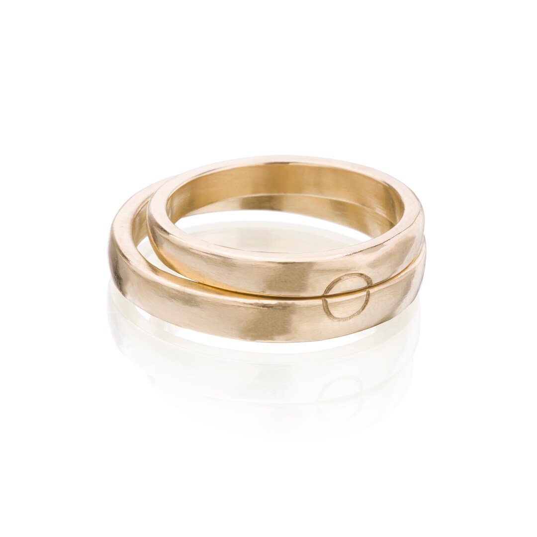 14k Gold Engraved Circle Wedding Set- Completing Circle Wedding Bands ...