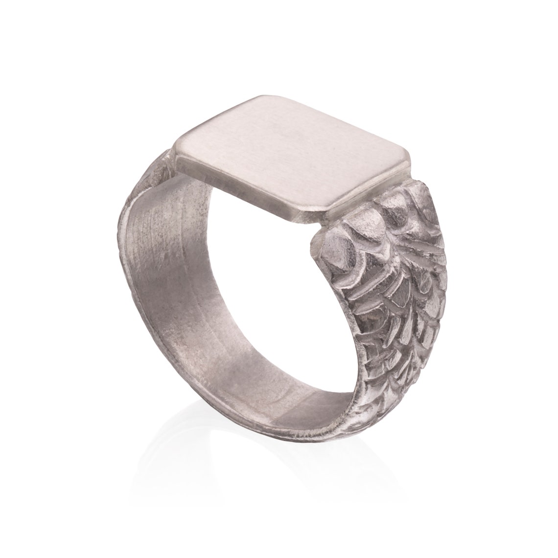 Silver Wing Ring Signet Ring Bird Ring Dragon Scales - Etsy Israel