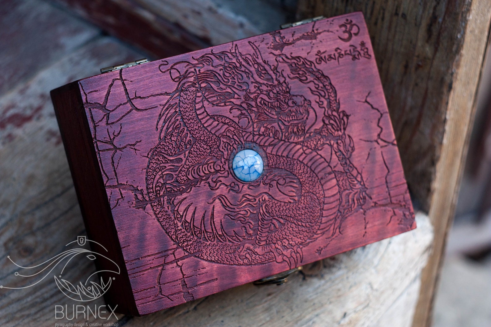 Om dragon box Wooden custom Tarot box om mani padme hum | Etsy