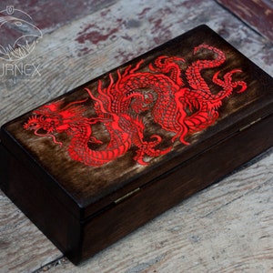 Engraved Dragon Wooden Keepsake Box: Phosphorescent Treasure Box - Etsy