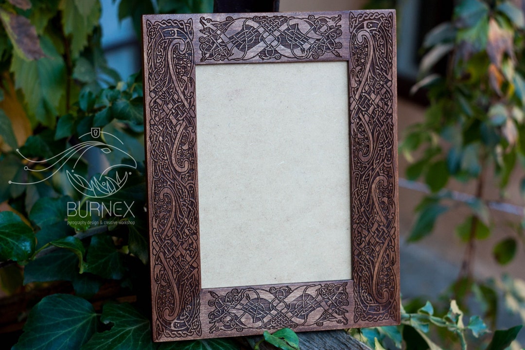Wooden Photoframe With Celtic Ornament | Photo Frame With Window 16 ...