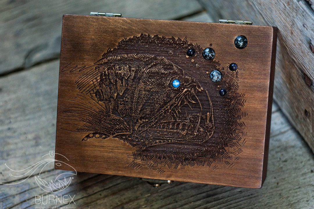Wooden Jewelry Viperfish Box | Creepy Box | Tarot Box | Box for Deck ...