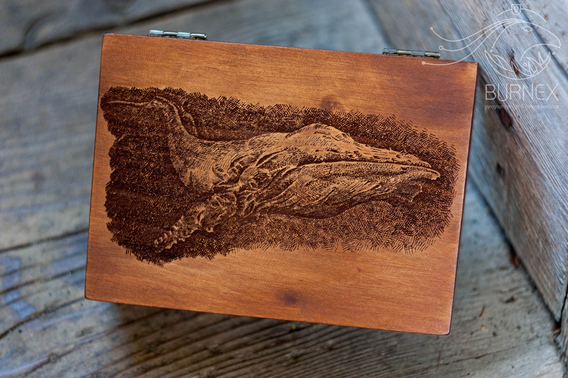 Blue Whale Engraved Box Wooden Box Custom Tarot Box - Etsy