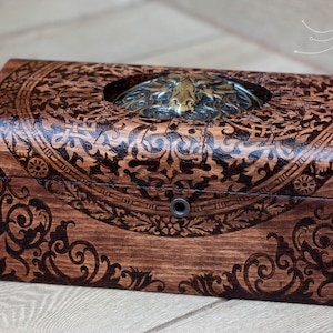 Wooden Custom Stylish Box Dragon Chest Engraved Wooden Box Vintage ...