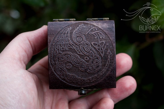 Little Wooden Box With Celtic Dragon Jewelry Custom Box | Etsy