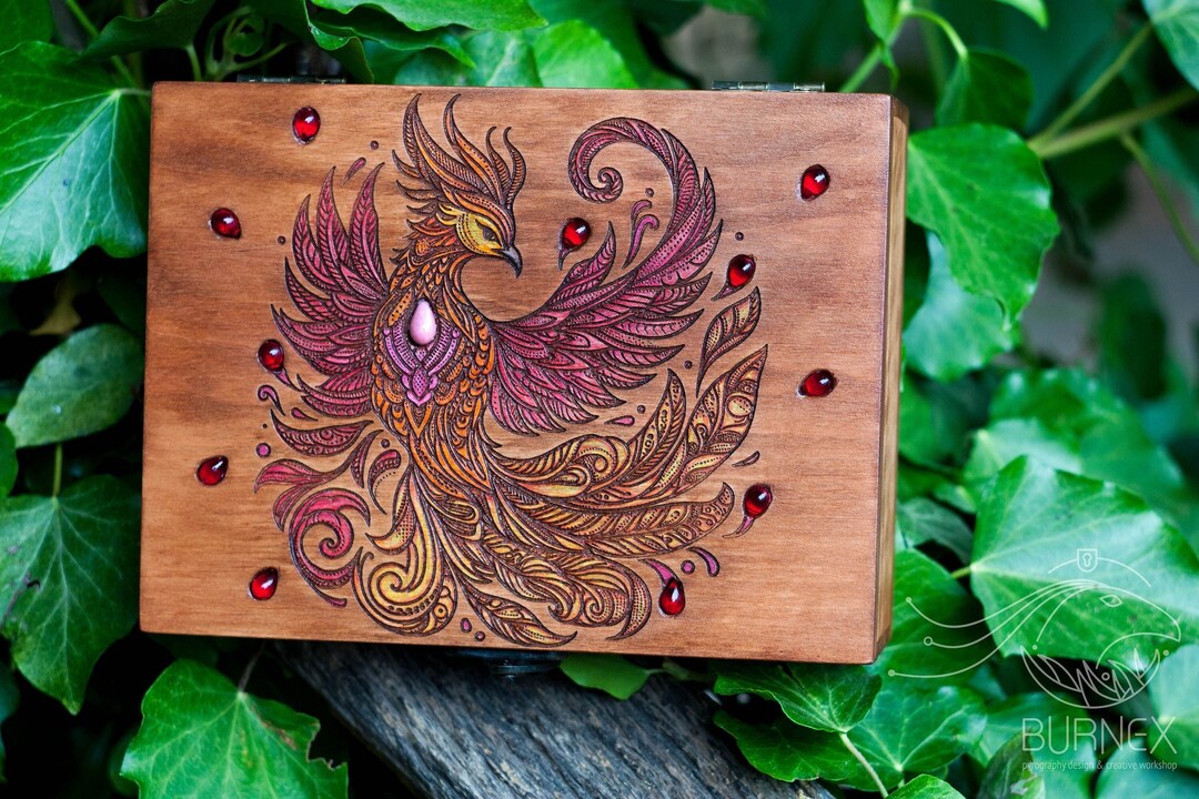 Engraved Phoenix Wooden Box: Custom Keepsake, Tarot or Jewelry - Etsy