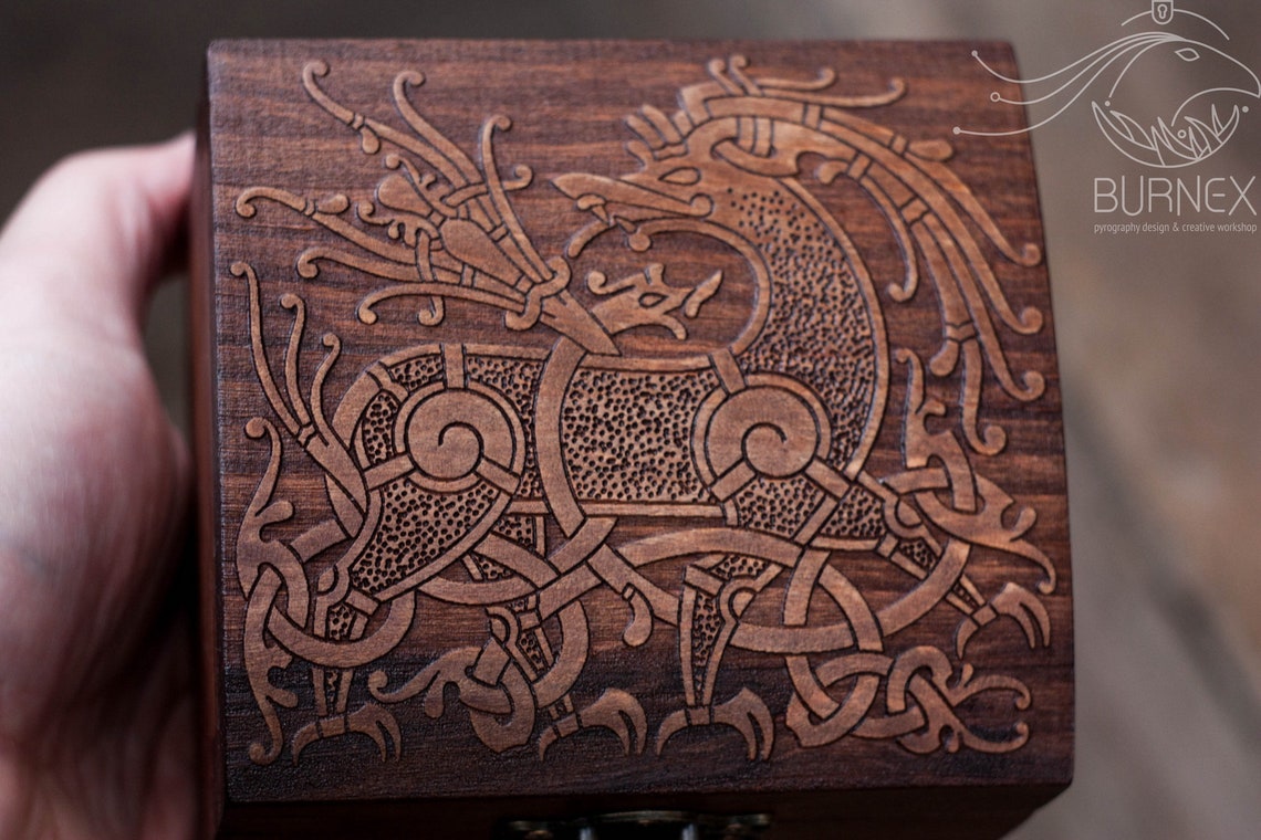 Wooden Celtic Chest Vintage Jewelry Box Rustic Design Box - Etsy