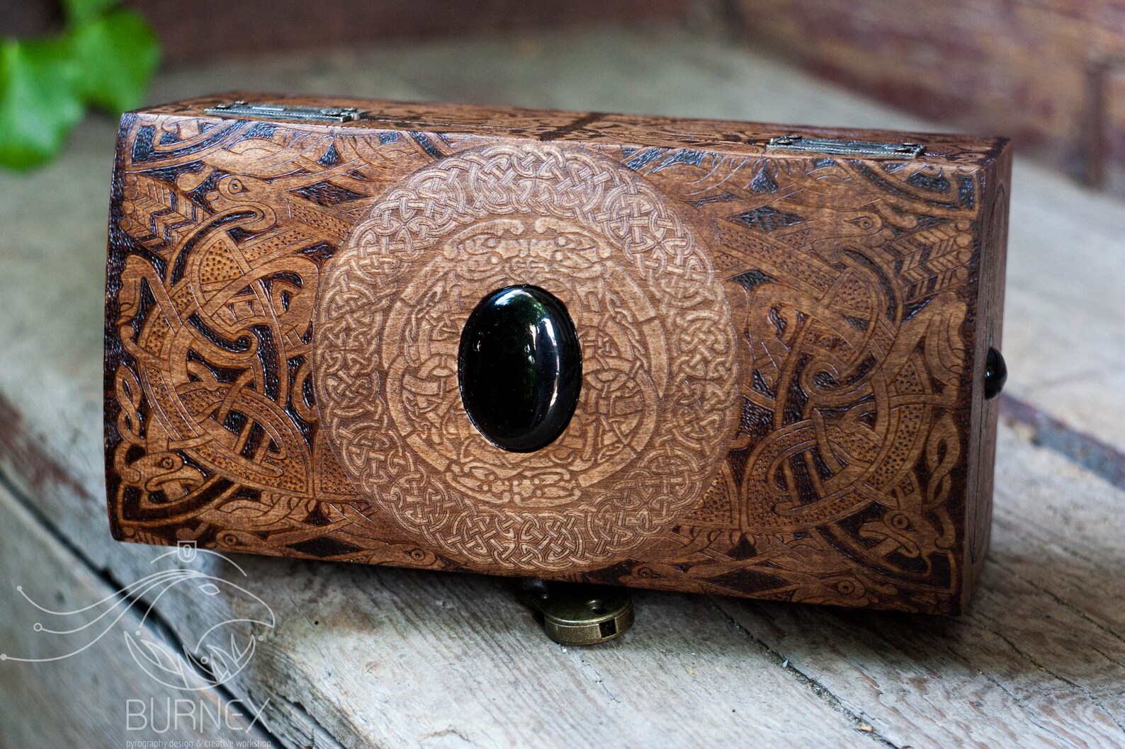 Vintage wooden celtic jewelry box custom engraved box | Etsy