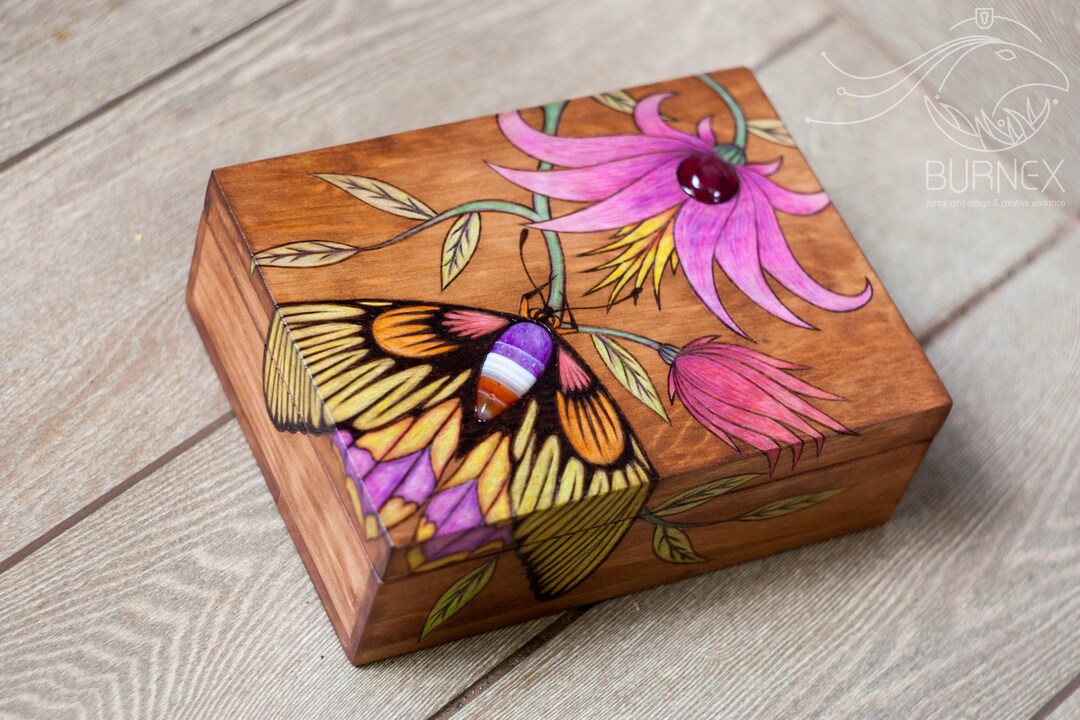 Beautiful Butterfly Box Engraved Wooden Box Custom Vintage - Etsy