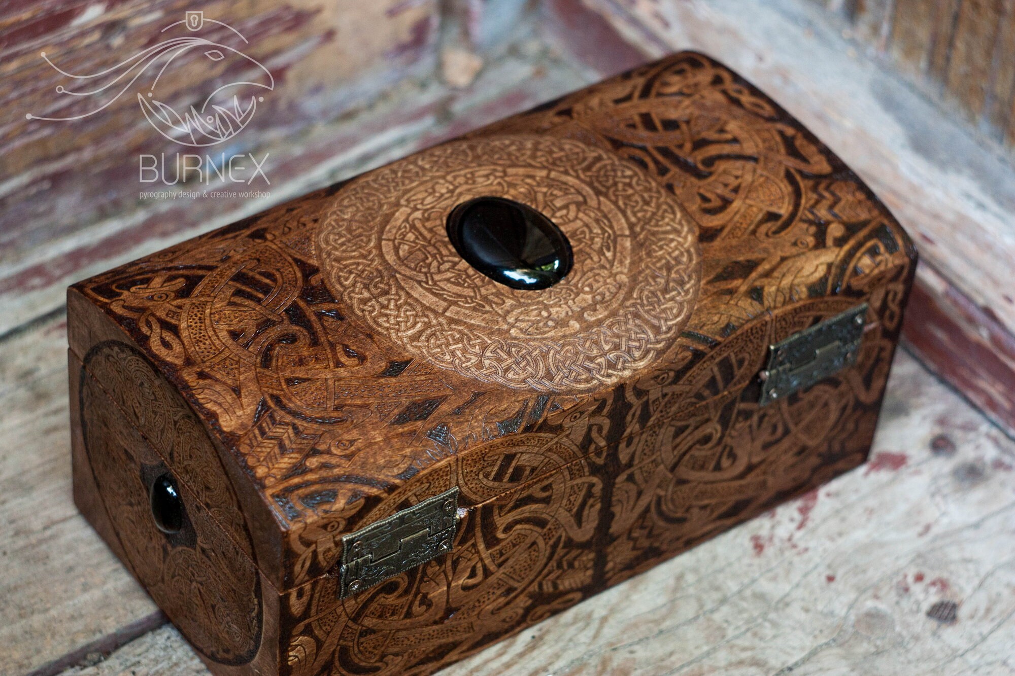 Vintage wooden celtic jewelry box custom engraved box | Etsy