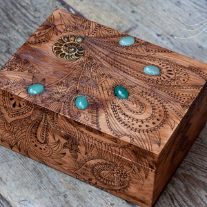Big Wooden Tarot Box | Custom Tarot Box | Vintage Jewelry Box | Custom ...