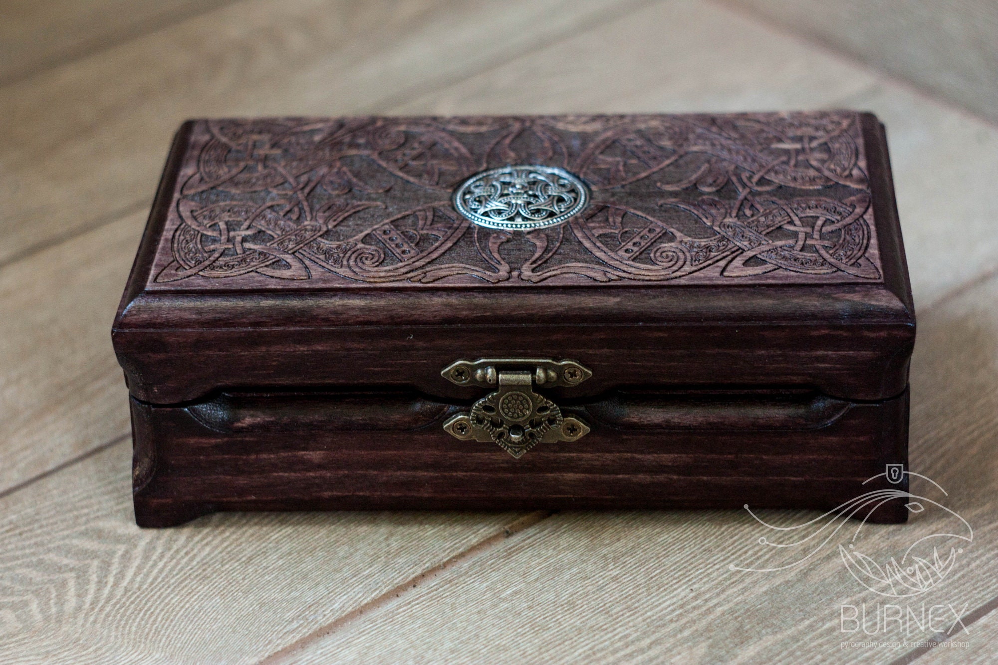 Celt Metal Shield | Vintage Celtic Chest | Wooden Jewelry Box | Rustic ...